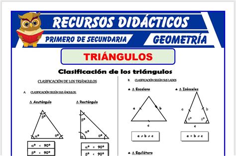 Clasificación de Triángulos para Primero de Secundaria Recursos 2023