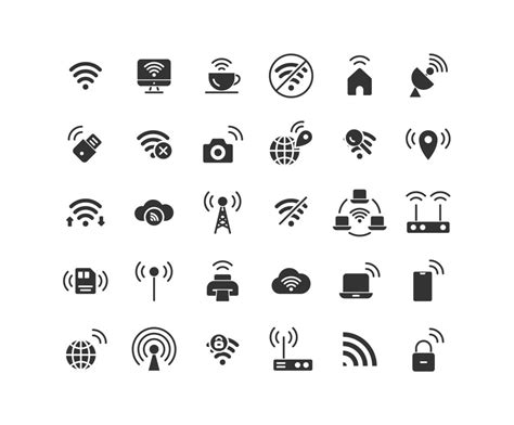 Wireless Network Solid Icon Set Vector Art At Vecteezy