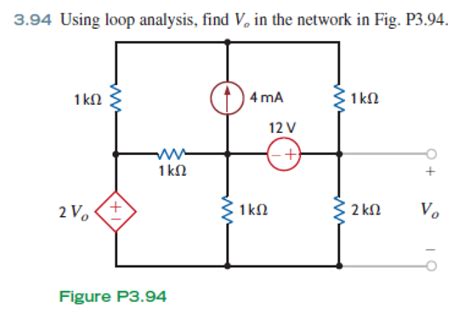Solved Using Loop Analysis Find Vo In The Network In Fig Chegg
