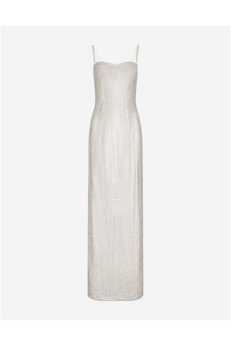 Dolce Gabbana Kim Dolce Gabbana Long Crystal Mesh Slip Dress