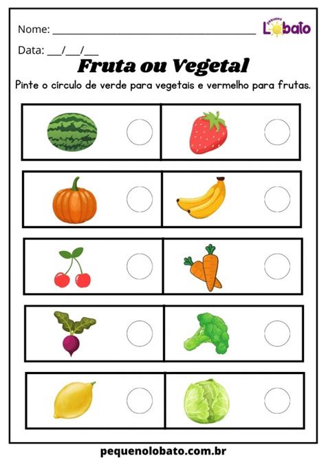 8 Atividades Frutas e Vegetais para Educação Infantil