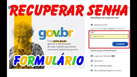 RECUPERAR SENHA da conta GOV BR FORMULÁRIO Passo a passo completo