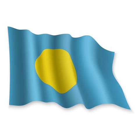 Premium Vector 3d Realistic Waving Flag Of Palau On White Background