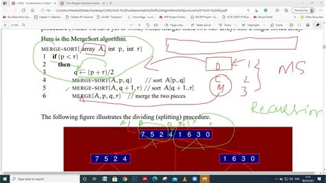 divide and conquer merge sort code explanation youtube