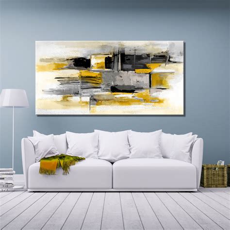 Cuadro Abstracto En Gris Y Amarillo Mostaza Cuadros Splash