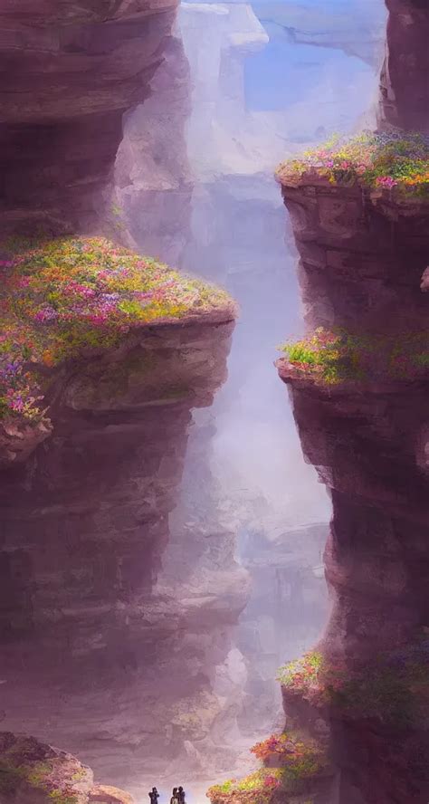 Canyon Ground Filled With Flowers Camel Traders Stable Diffusion
