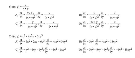 solved find all the first order partial derivatives for the