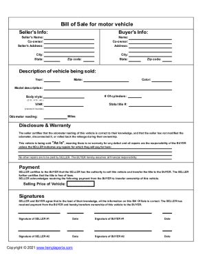 Fillable Online Fillable Online Motor Vehicle Bill Of Sale Fax Email