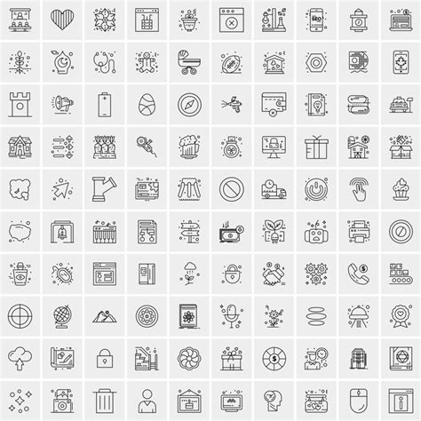 100 iconos universales de línea negra sobre fondo blanco 15360633