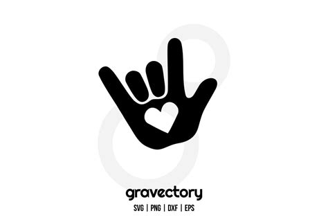 ASL I Love You Heart SVG Gravectory