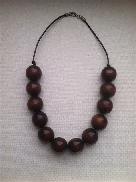 Large Wooden Bead Necklace Etsy