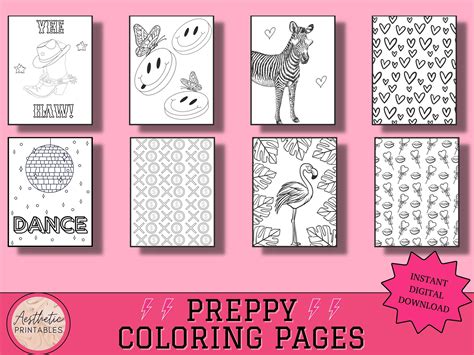 Aesthetic Preppy Coloring Pages