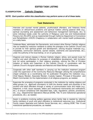 Fillable Online Cdcr Ca EDITED TASK LISTING CLASSIFICATION Catholic