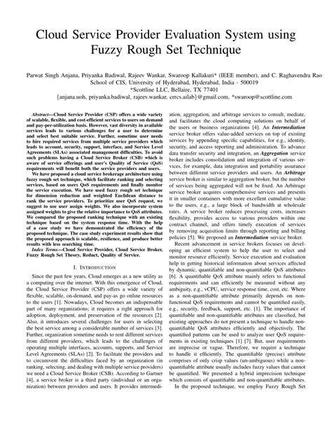 pdf cloud service provider evaluation system using fuzzy rough set technique