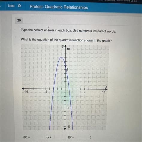 type the correct answer in each box use numerals instead of words what is the equation of the