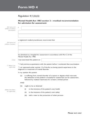Fillable Online Mental Health Act Form 4 Medical Certificate