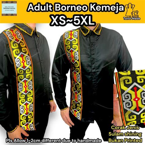 Dewasa Baju Tradisi Modern Orang Ulu Iban Dayak Gawai Kaamatan Kemeja