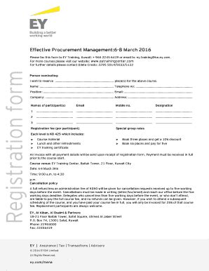 Fillable Online Procurement And Contracts Management EY Training Fax