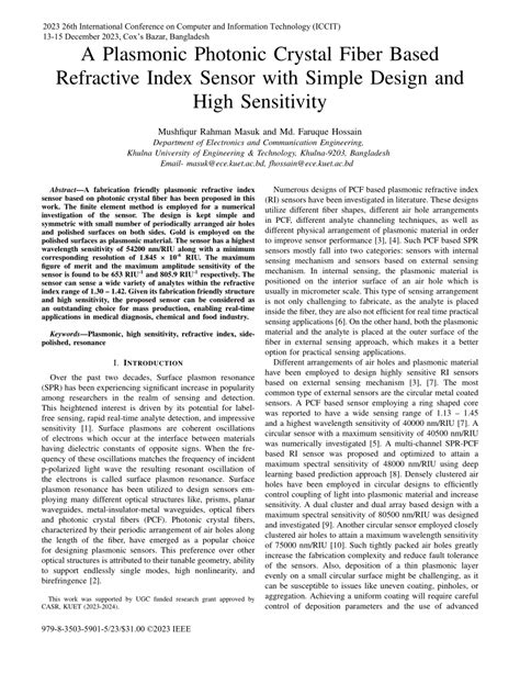 Pdf A Plasmonic Photonic Crystal Fiber Based Refractive Index Sensor