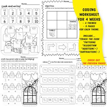 Unplugged Coding Worksheet For Grade K L MATHS L ALGORITHM By Outre Art