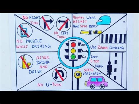 Road Safety Rules Drawing Road Safety Poster Sadak Suraksha Par Poster