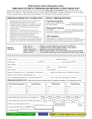 Fillable Online Rpsec Usca Reservation Request Form 0910 Fax Email