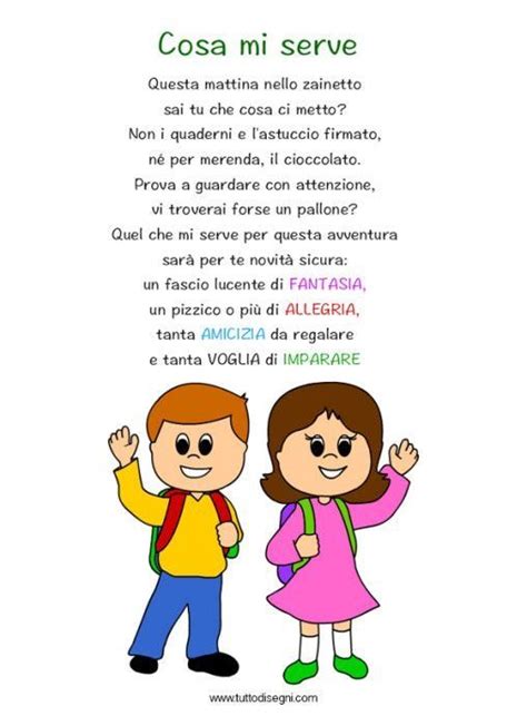 Filastrocca Finalmente Ecco La Scuola Tuttodisegni Artofit