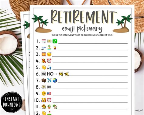 Retirement Emoji Pictionary Party Games Retirement Game Fun Retirement
