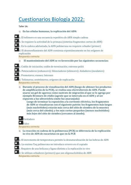 Resúmenes de Cuestionario de Biología Descarga apuntes de