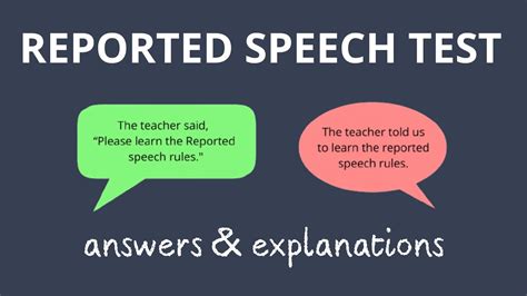 Reported Speech Test With Answers Explanations English Grammar Test