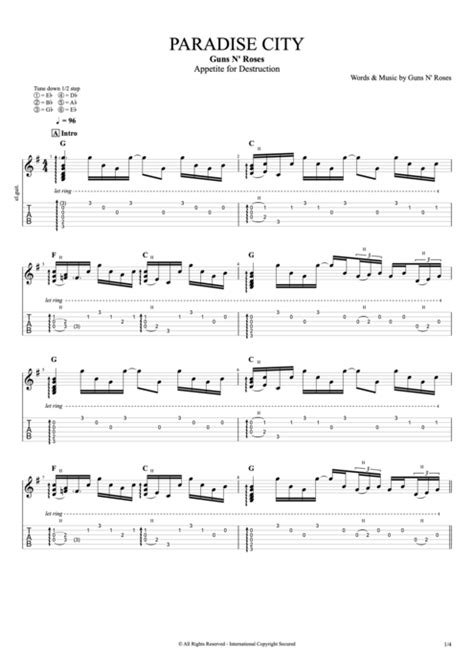 Paradise City Tab By Guns N Roses Guitar Pro Full Score MySongBook