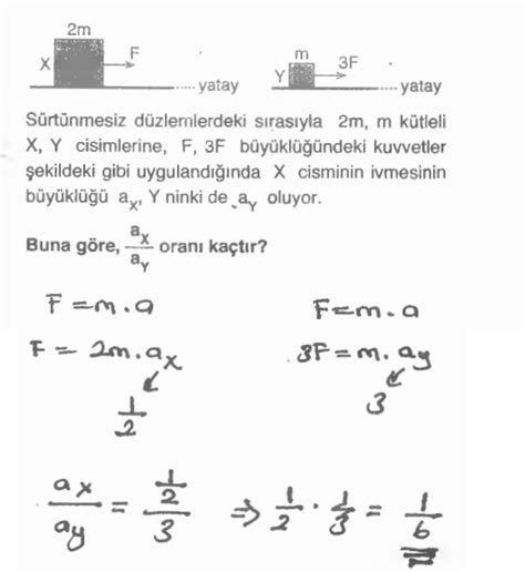 9 Sınıf Newton un Hareket Yasaları Çözümlü Sorular