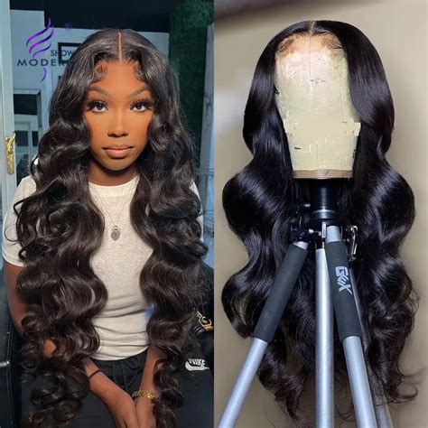 Perruque Lace Frontal Wig Body Wave Naturelle Noire Naturelle Cheveux
