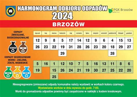 Harmonogram odbioru odpadów komunalnych na 2024 r