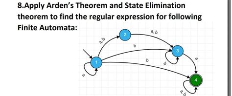 solved 8 apply arden s theorem and state elimination theorem
