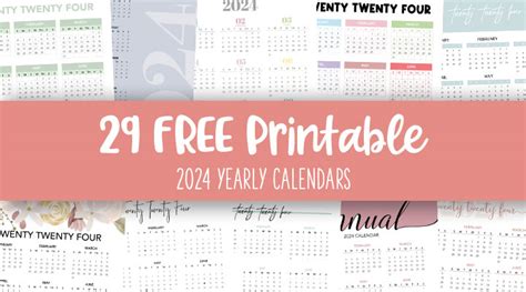 Printable Yearly Calendar 2024 Full Year At A Glance 2024 Calendar