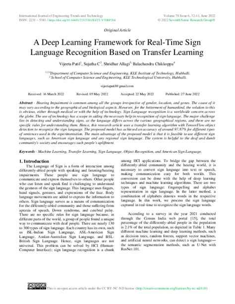 pdf a deep learning framework for real time sign language recognition based on transfer