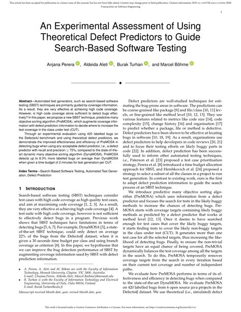 pdf an experimental assessment of using theoretical defect predictors to guide search based