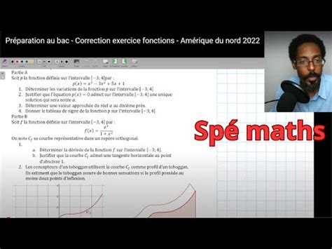 Préparation au bac Correction exercice fonctions Amérique du nord