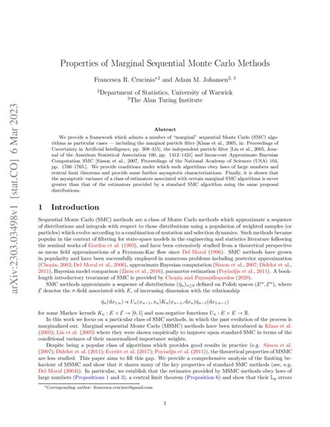 properties of marginal sequential monte carlo methods deepai