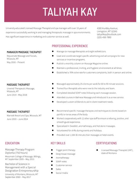 Massage Therapist Resume Examples And Templates For