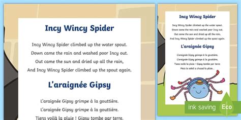 Comptine Version Bilingue Incy Wincy Spider L Araign E Gipsy