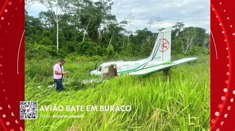 Vídeo g1 em 1 minuto AC Avião bate em buraco durante pouso e sai da