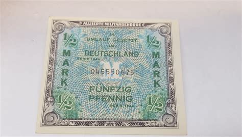 Deutschland Allierte Militärbehörde 1 2 Mark 1944 Fünfzig Pfennig KN