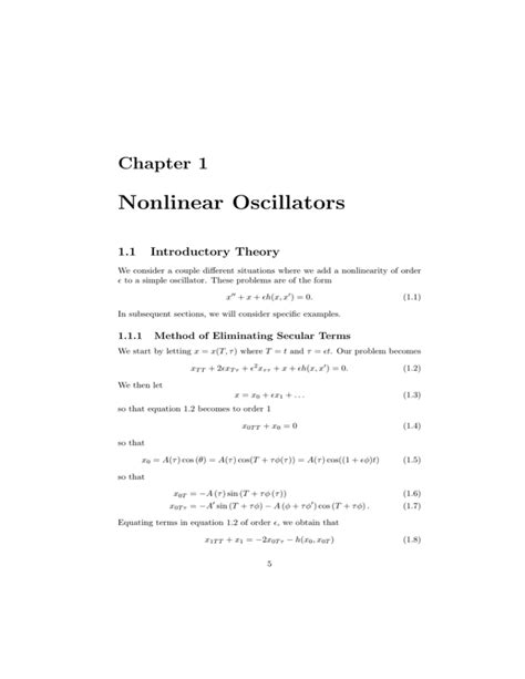 nonlinear oscillators chapter 1 1 1 introductory theory