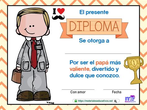 Diplomas Día del padre Editable en PPT Materiales Educativos