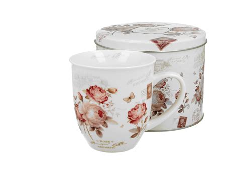Kubek Do Kawy I Herbaty Porcelanowy Z Zaparzaczem DUO W Puszce SECESJA