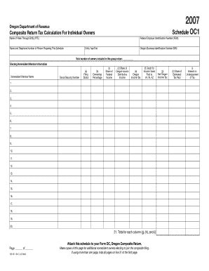 Fillable Online Oregon Form OC And Instructions For Pass Through
