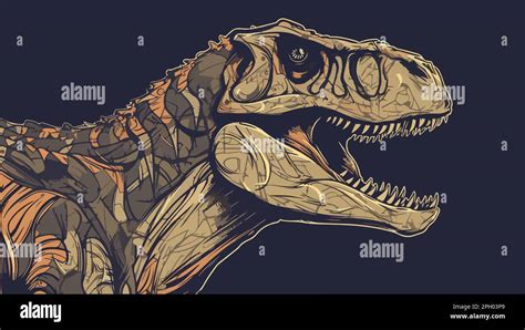 Ilustración de dinosaurio Angry Scary giganotosaurus dibujo vectorial