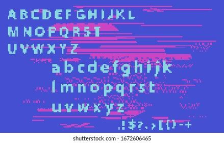 Pixel Alphabet Letters Punctuation Marks Modern Stock Vector Royalty